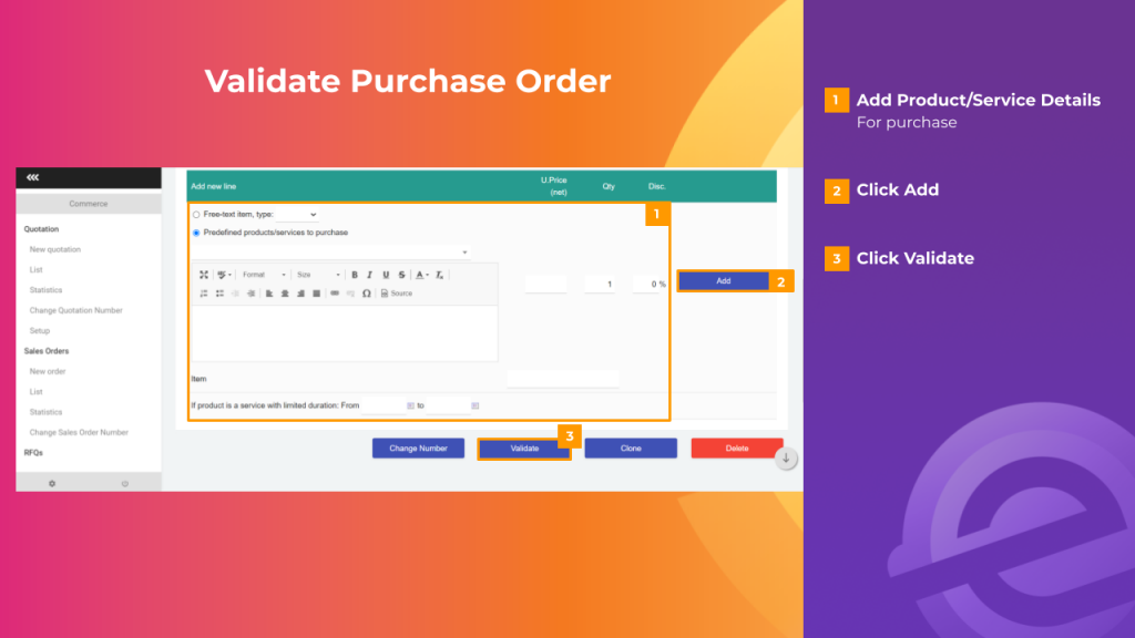 How to Add and Validate a New Purchase Order – MYERP Knowledge Base