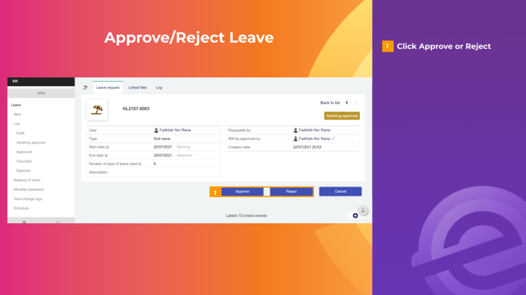 How to Approve/Reject a Leave Request – MYERP Knowledge Base