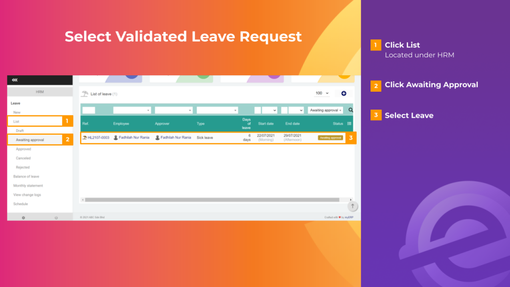 How to Approve/Reject a Leave Request – MYERP Knowledge Base