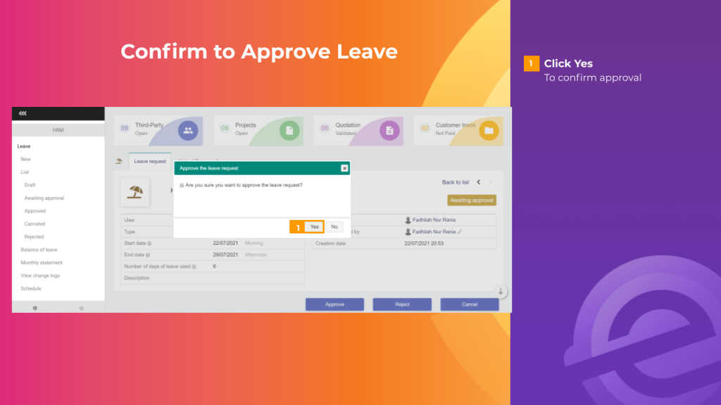How to Approve/Reject a Leave Request – MYERP Knowledge Base