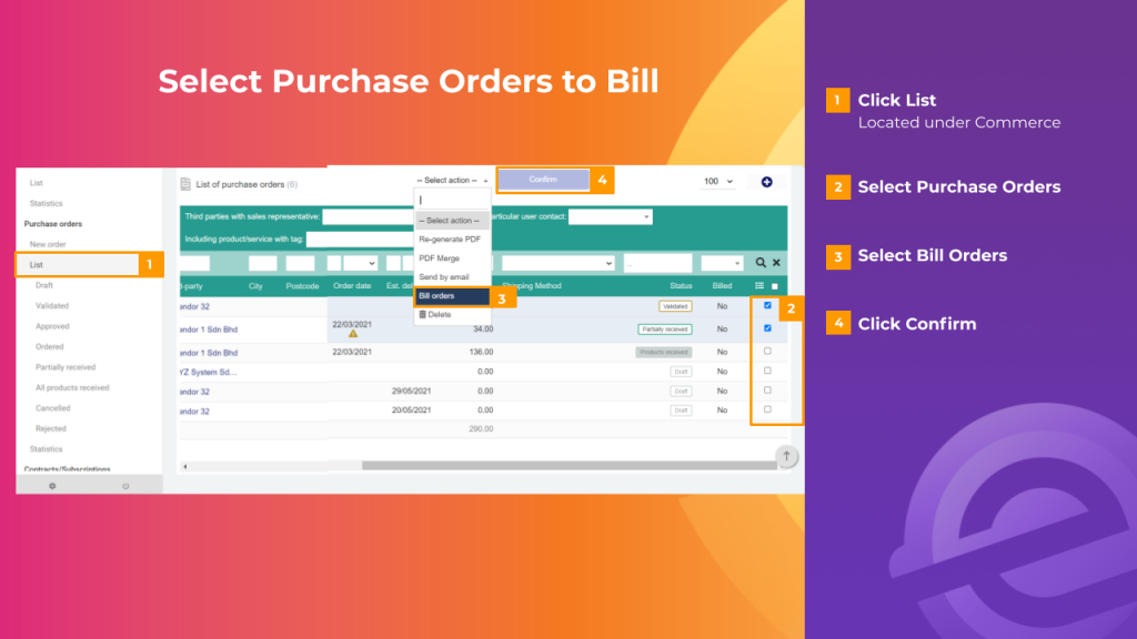 How to Bill Purchase Orders – MYERP Knowledge Base