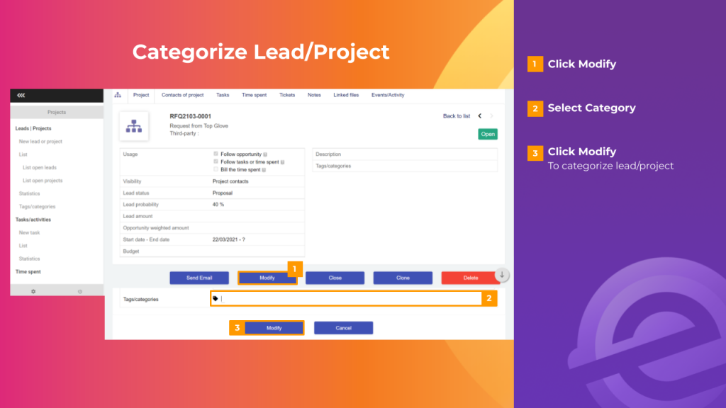 How to Categorize a Lead/Project – MYERP Knowledge Base