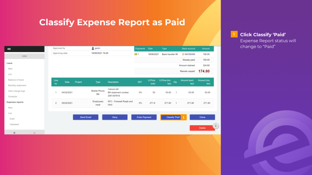 How to Classify Expense Report as Paid – MYERP Knowledge Base