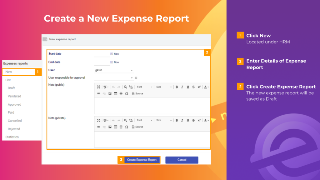 How to Create a New Expense Report – MYERP Knowledge Base