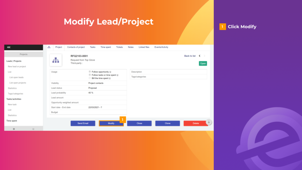How to Edit a Lead/Project – MYERP Knowledge Base