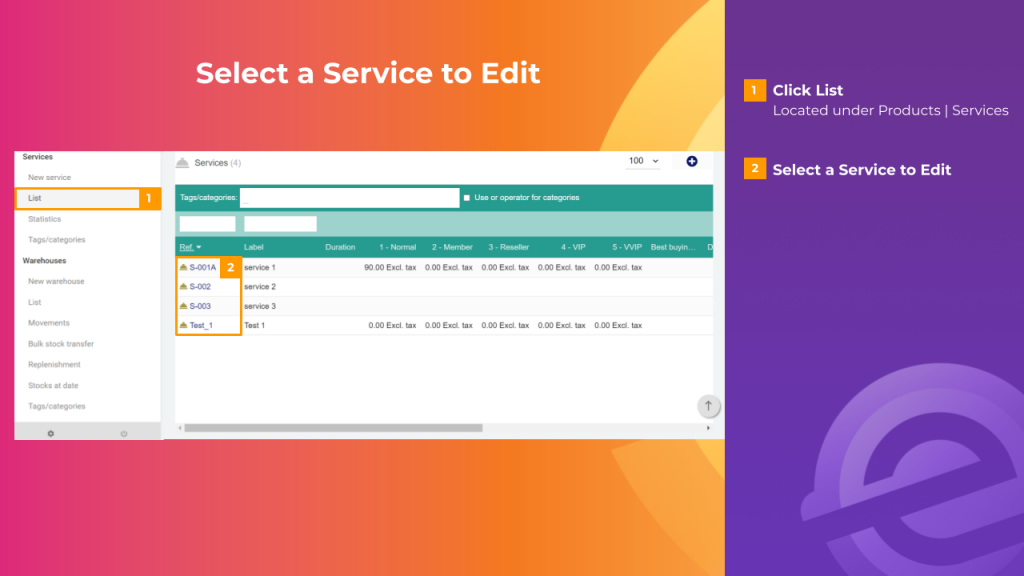 How to Edit a Service – MYERP Knowledge Base