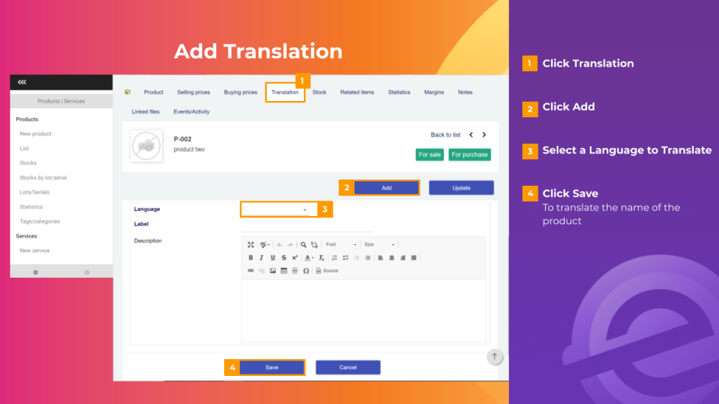 How to Translate Product Name – MYERP Knowledge Base