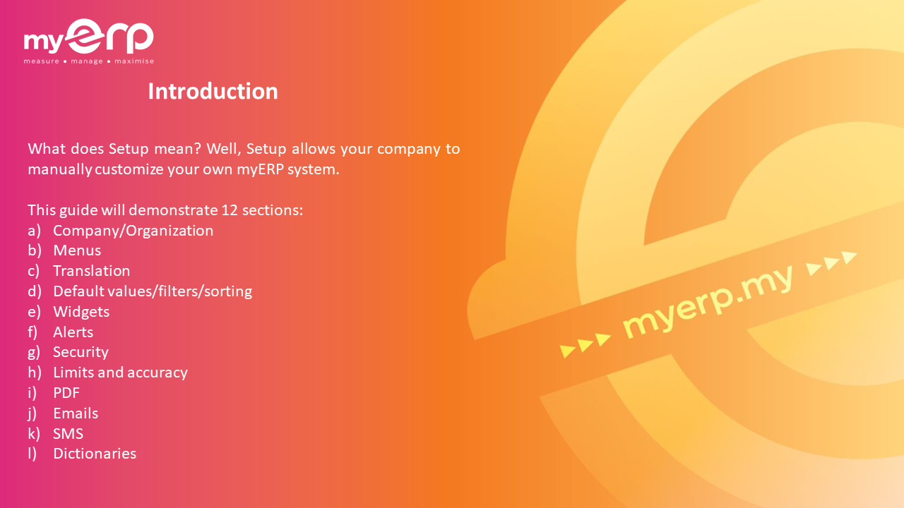 Getting Familiar with Setup Module – MYERP Knowledge Base